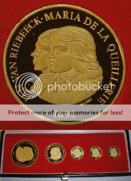 Gold & Bullion Coins - Five Piece 22ct GOLD Jan van Riebeeck Medallion ...