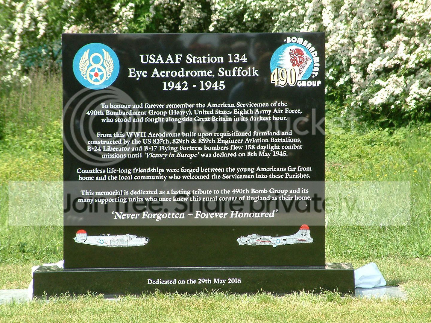 490th BG Airfield Memorial Eye, Suffolk. | WW2Talk